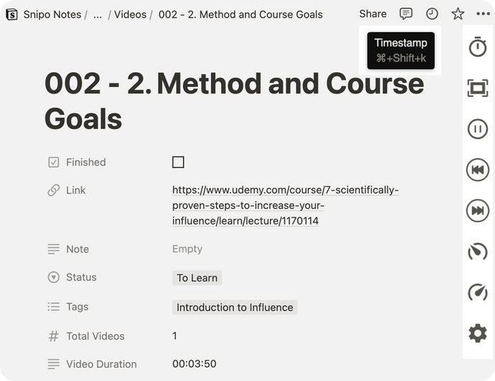 Take Notes on Udemy to Notion using Snipo Take Notes on Udemy to Notion using Snipo