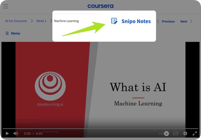 Take Notes on Coursera to Notion using Snipo